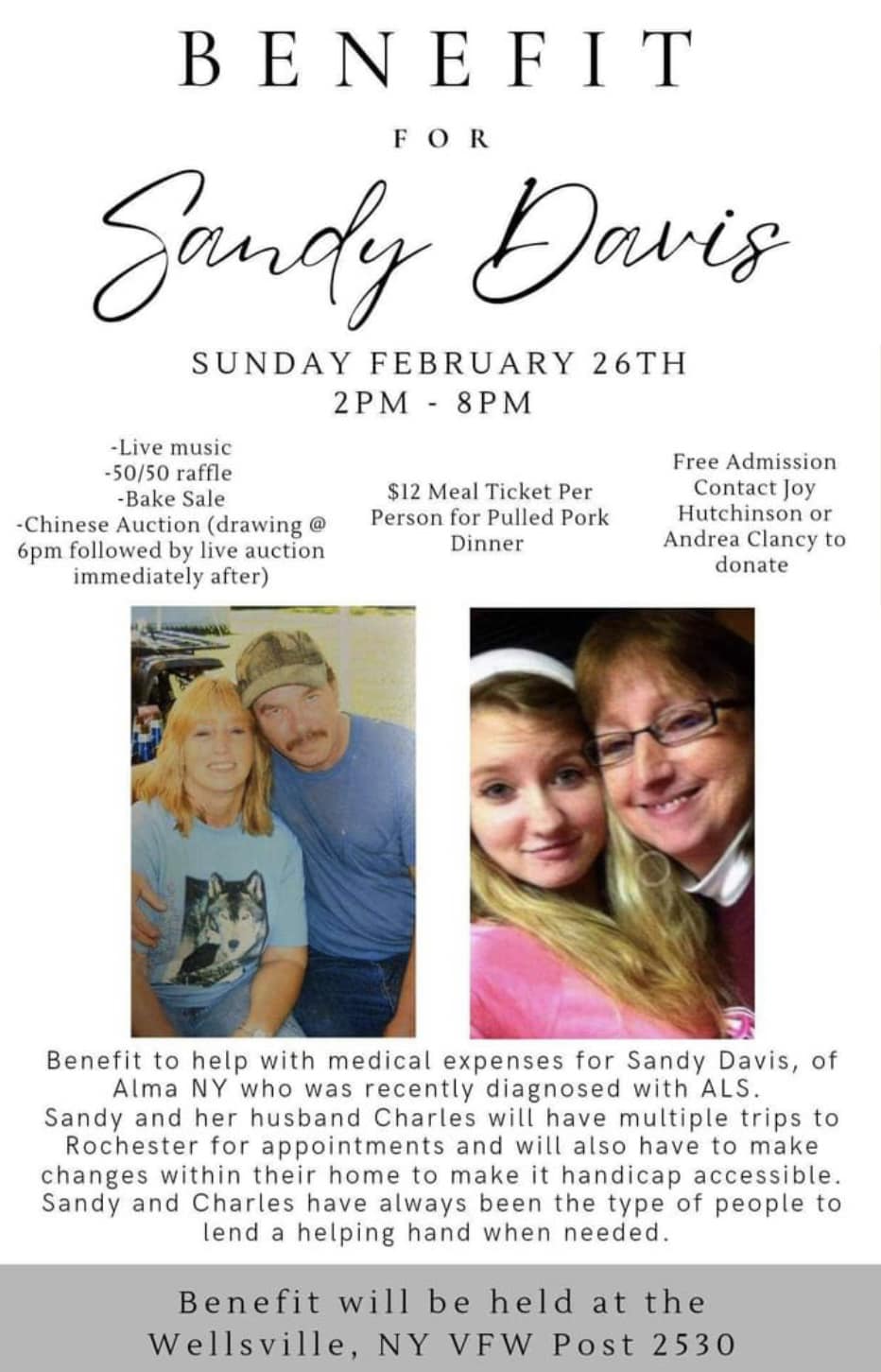 Support Sandy Davis on Sunday February 26 at the Wellsville VFW - THE WELLSVILLE SUN